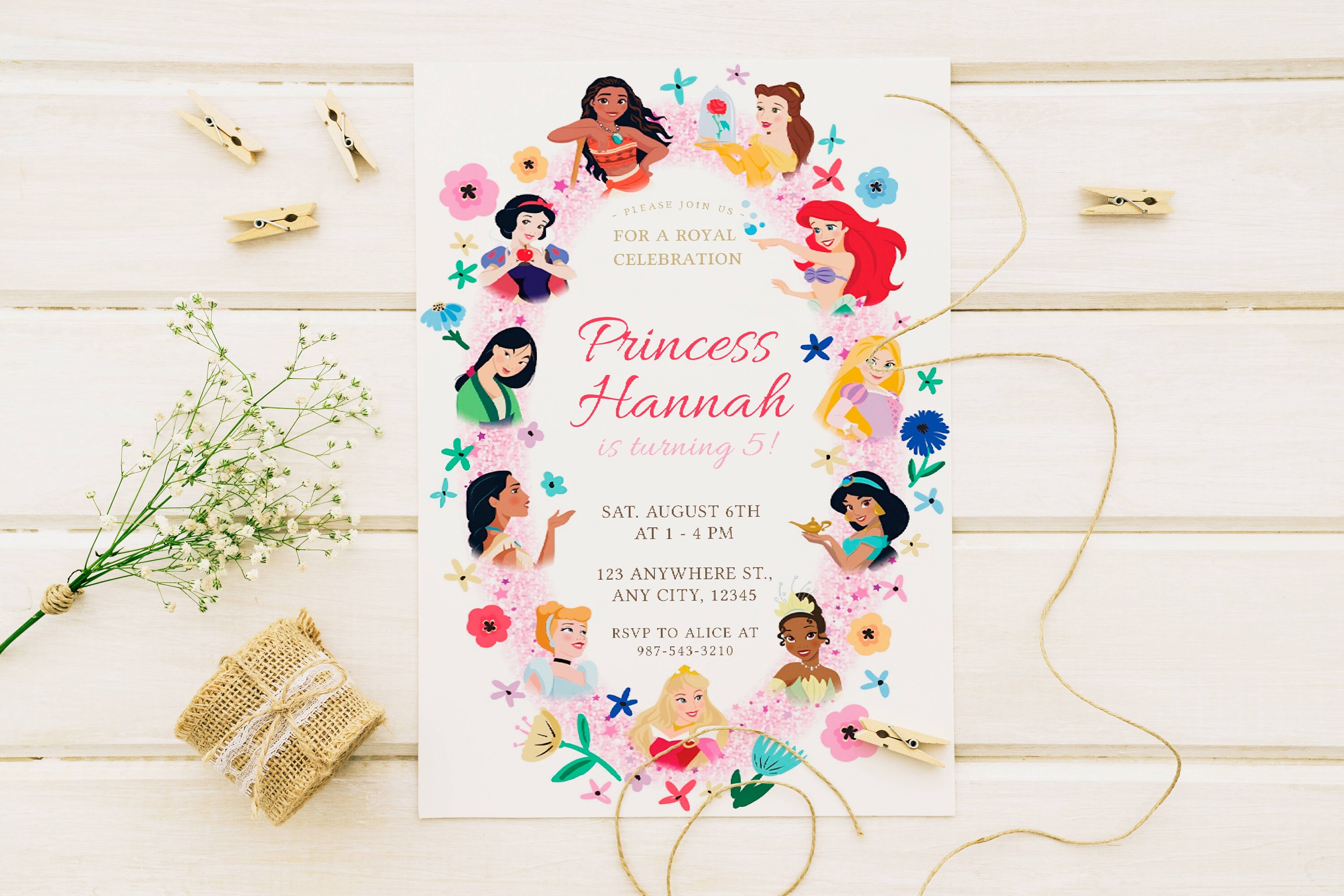 Birthday Invitation | EDITABLE TEMPLATE | Disney Princesses Frame - Etsy