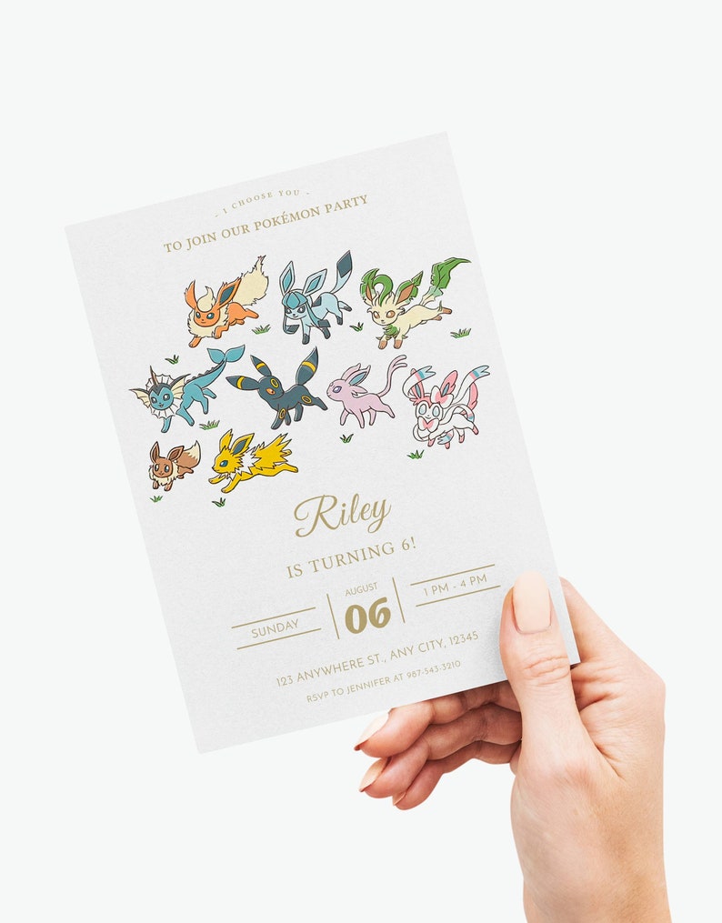 Birthday Invitation | EDITABLE TEMPLATE | Pokemon Eeveelution - Etsy