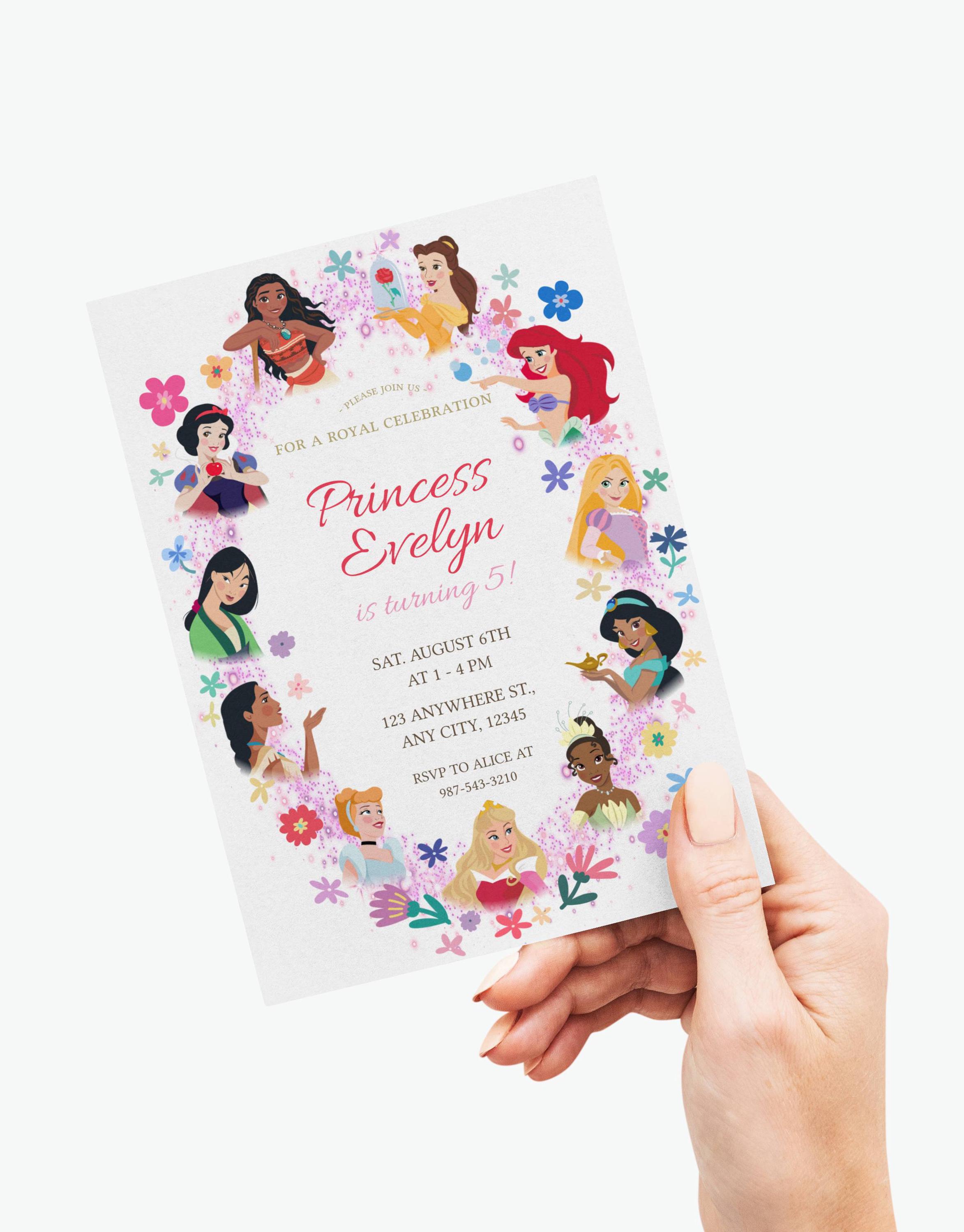 Birthday Invitation | EDITABLE TEMPLATE | Disney Princesses Frame - Etsy