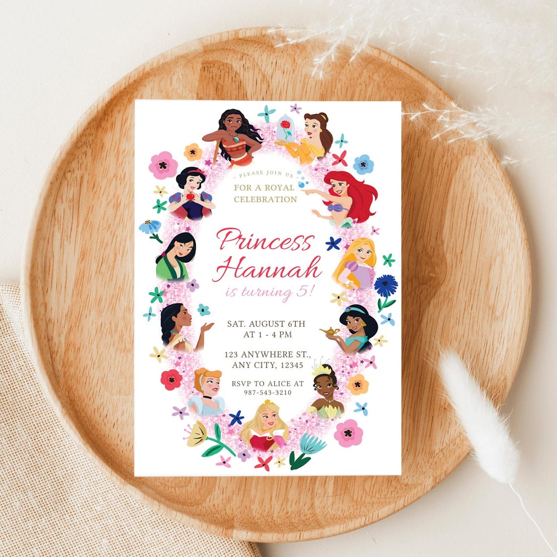 Birthday Invitation | EDITABLE TEMPLATE | Disney Princesses Frame - Etsy