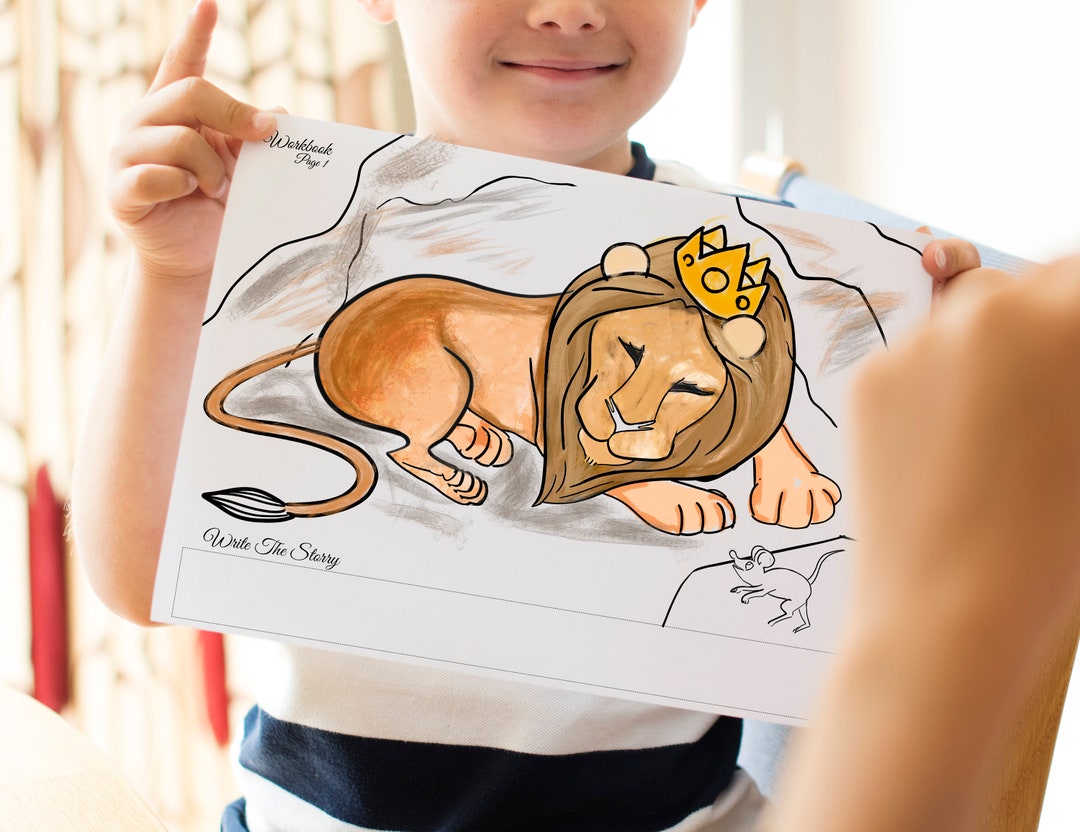 Kids Coloring Page: the Lion and the Mouse Story - A Magical Journey ...