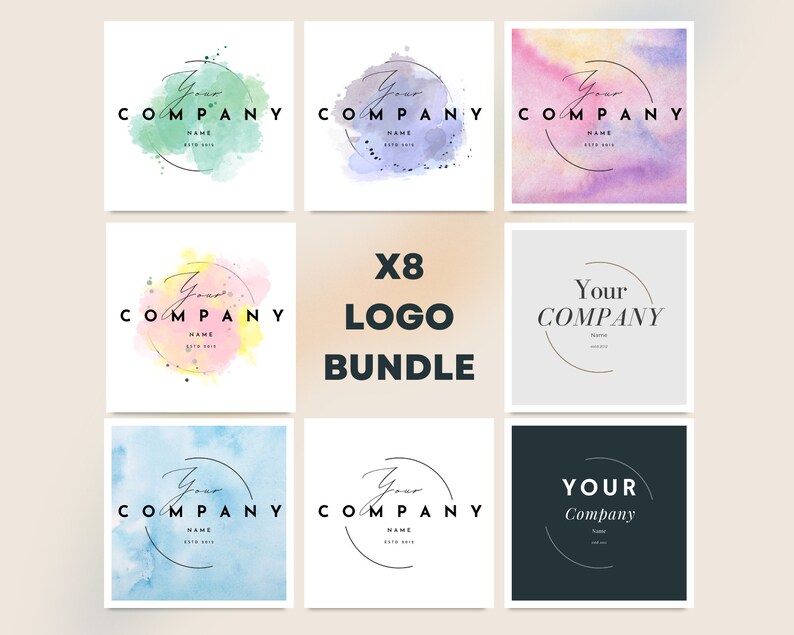 Huge X 8 Professional Logo Canva Template Bundle for Small - Etsy
