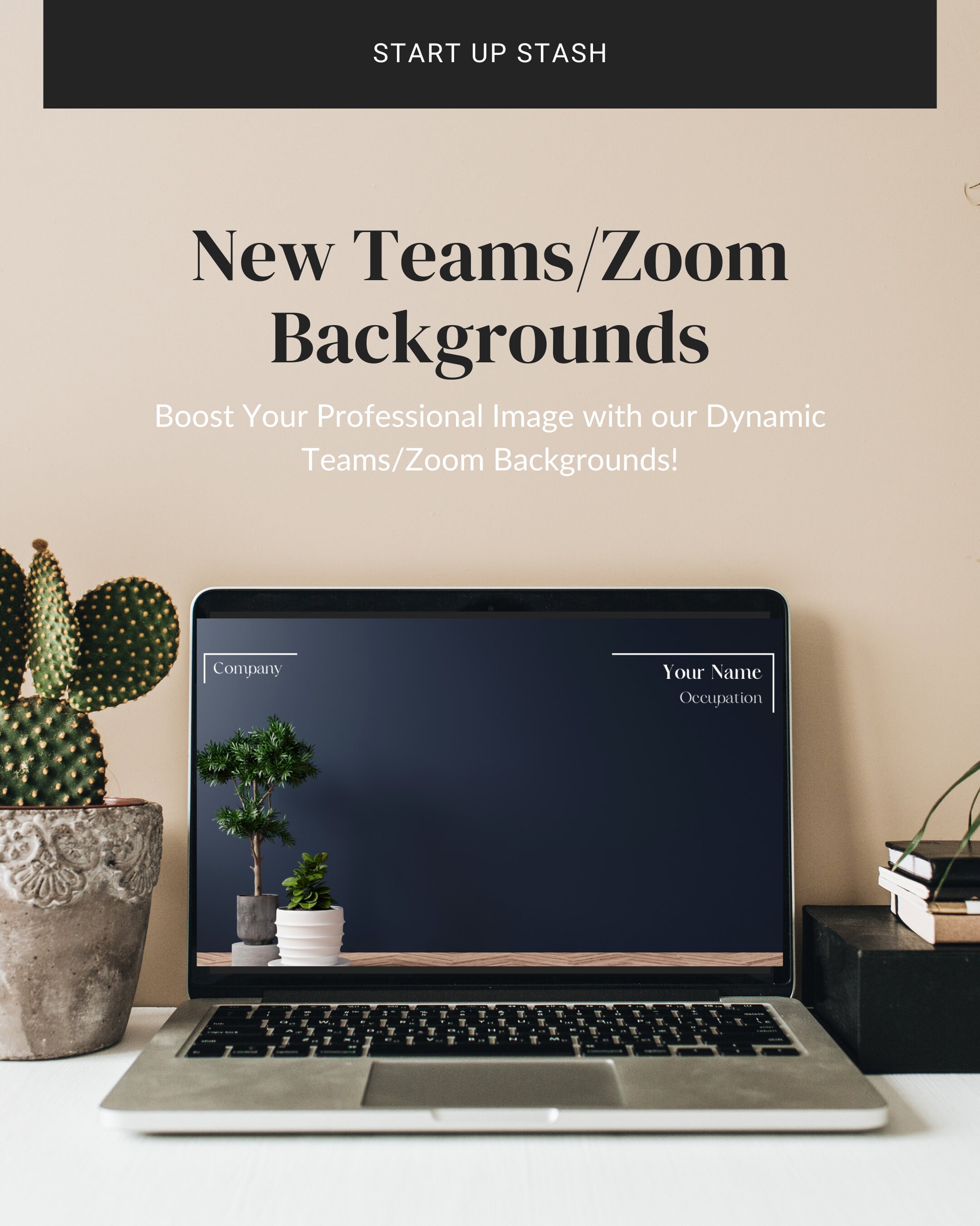 Custom Minimalist Teams/zoom Background Black Digital Canva Template ...