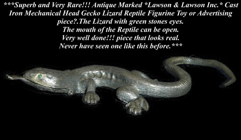 Superb Very Rare Antique Cast Iron Marked Lawson & Lawson Gecko Lizard ...