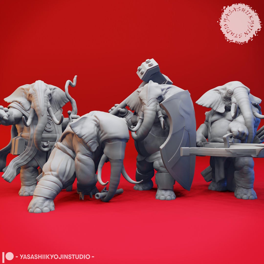 Loxodon Herd - Bundle - 3D Printed Mini for Tabletop Gaming, Dungeons ...