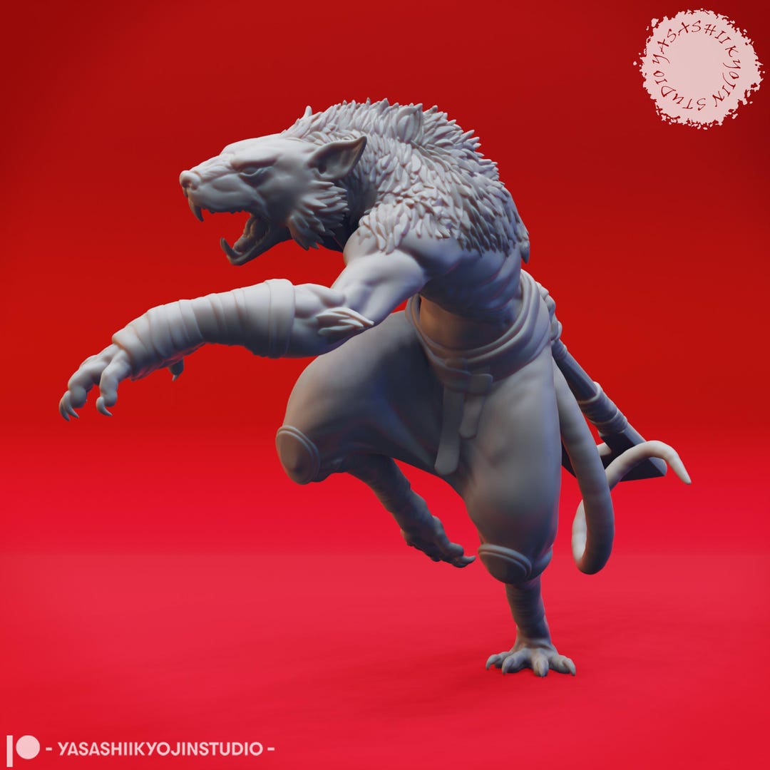 Wererat - Axe - 3D Printed Mini for Tabletop Gaming, Dungeons and ...