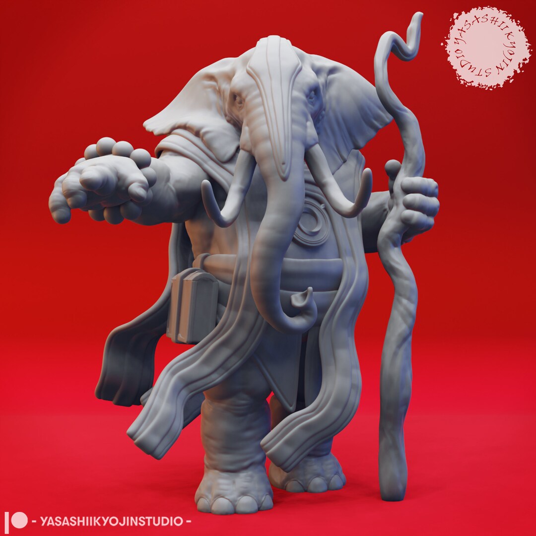 Loxodon Druid 3D Printed Mini for Tabletop Gaming, Dungeons and Dragons ...