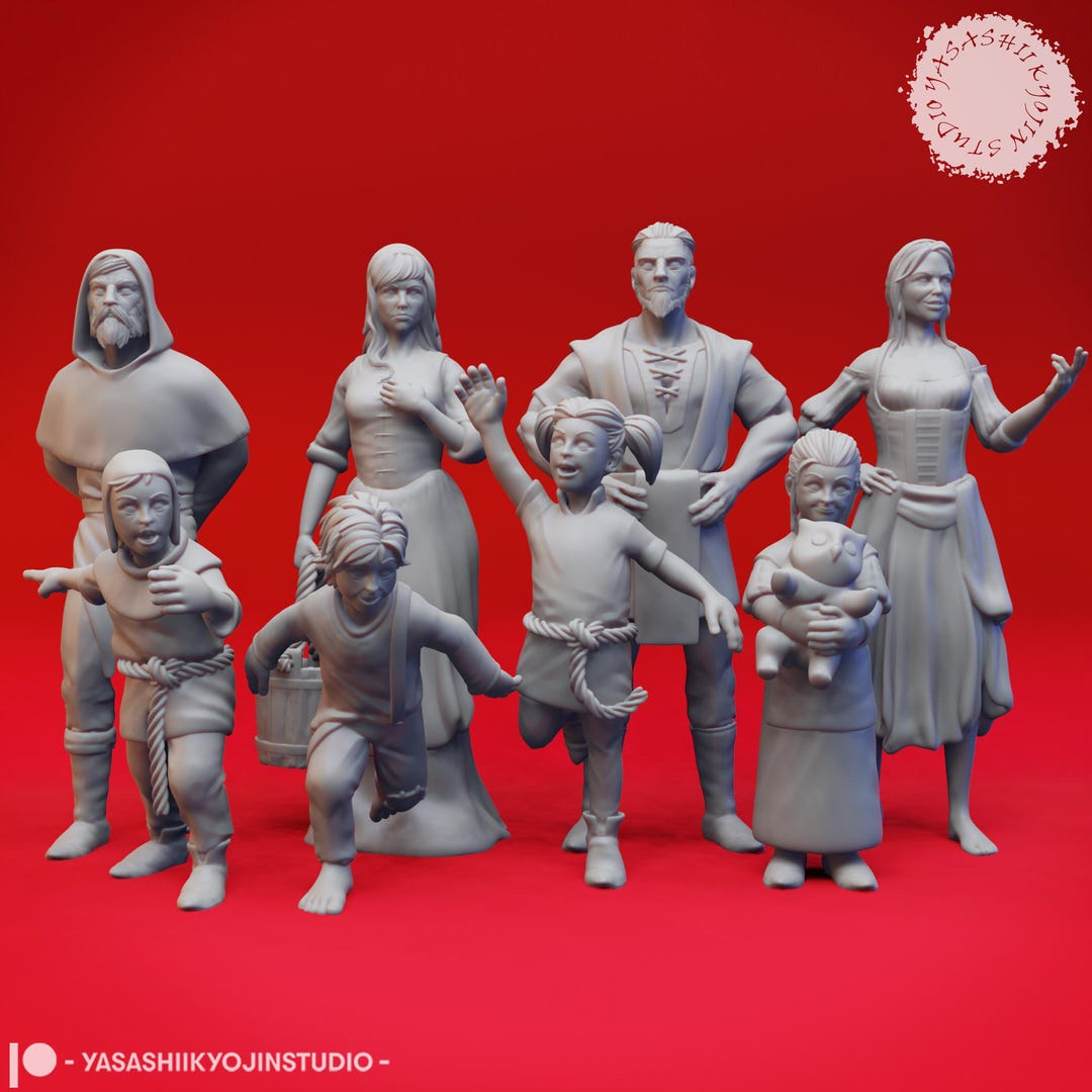 Townsfolk Bundle 3D Printed Mini for Tabletop Gaming, Dungeons and ...