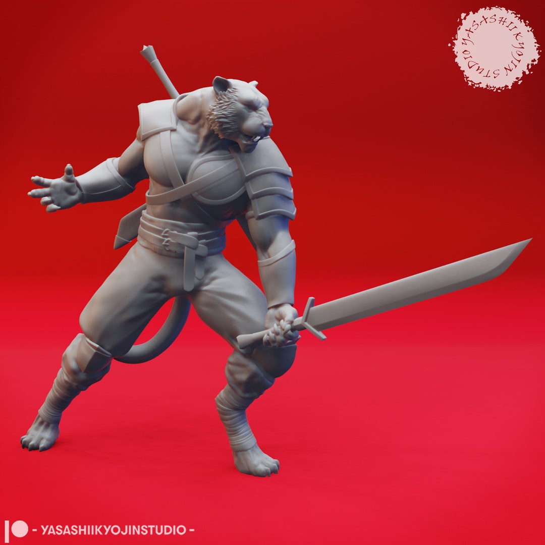 Tabaxi - Barbarian - 3D Printed Mini for Tabletop Gaming, Dungeons and ...
