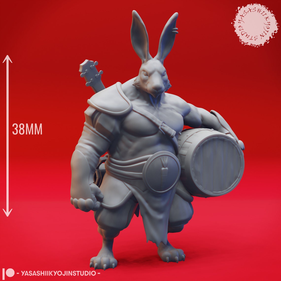 Rabbitfolk - Bardbarian - 3D Printed Mini for Tabletop Gaming, Dungeons ...