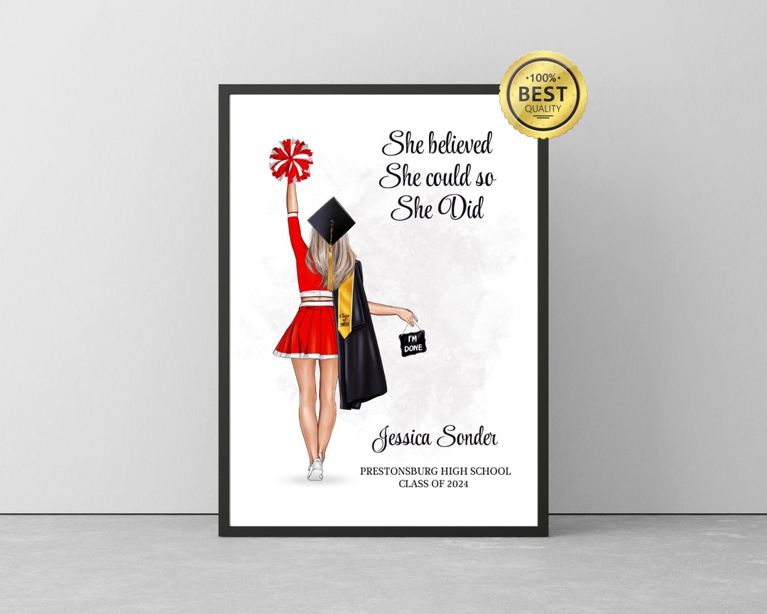 Personalized Cheerleader Graduation Print, Cheerleader Graduation Gift ...