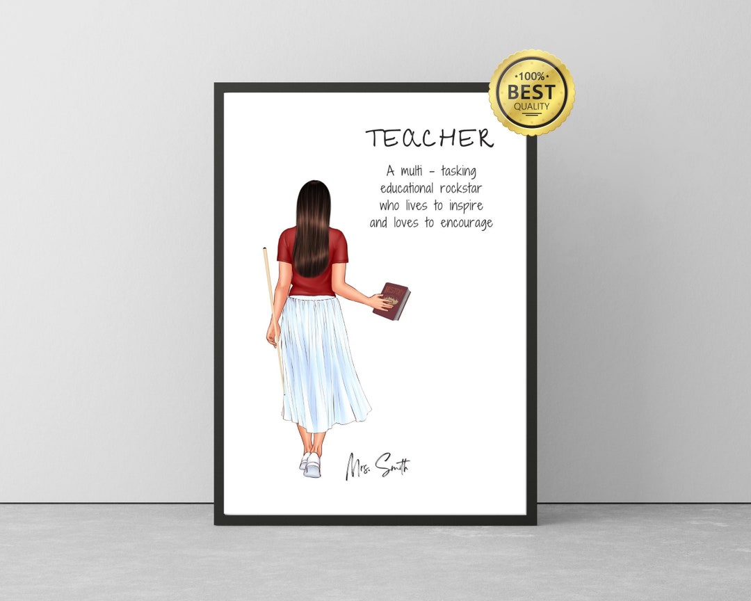 Custom Teacher Illustration, Personalized Teacher Gift, Gift for ...