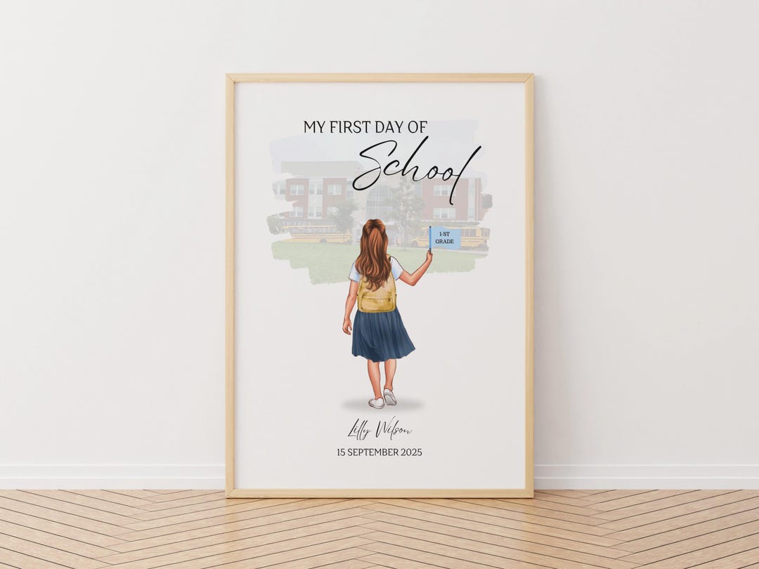 First Day of School Portrait, Custom Back to School Gift, Personalized ...