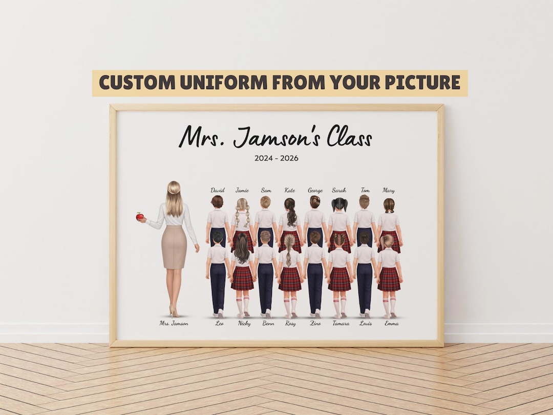 Custom Teacher Class Portrait – Personalized Student Gift (digital ...
