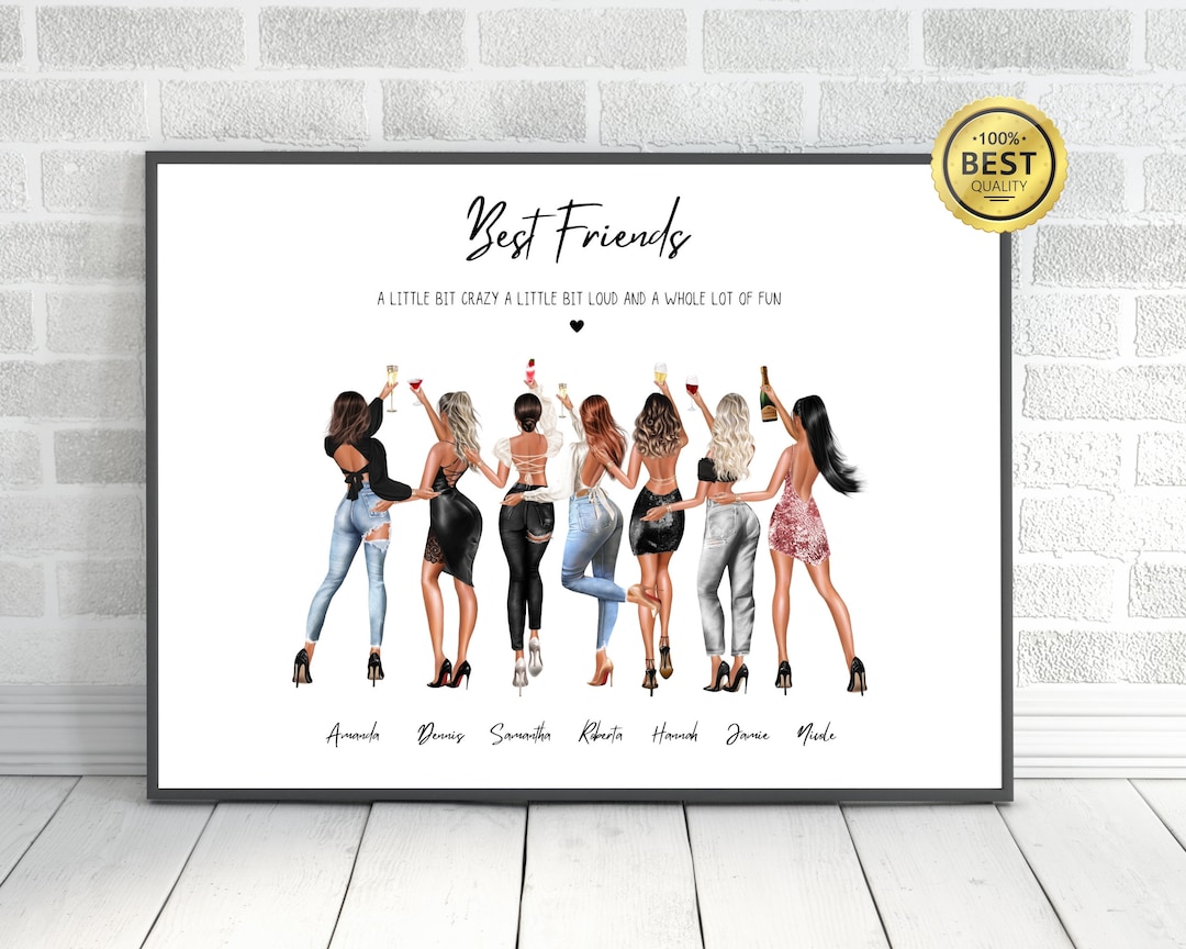 Group Friendship Print, Best Friend Gift, Group of Friends Print, Best ...