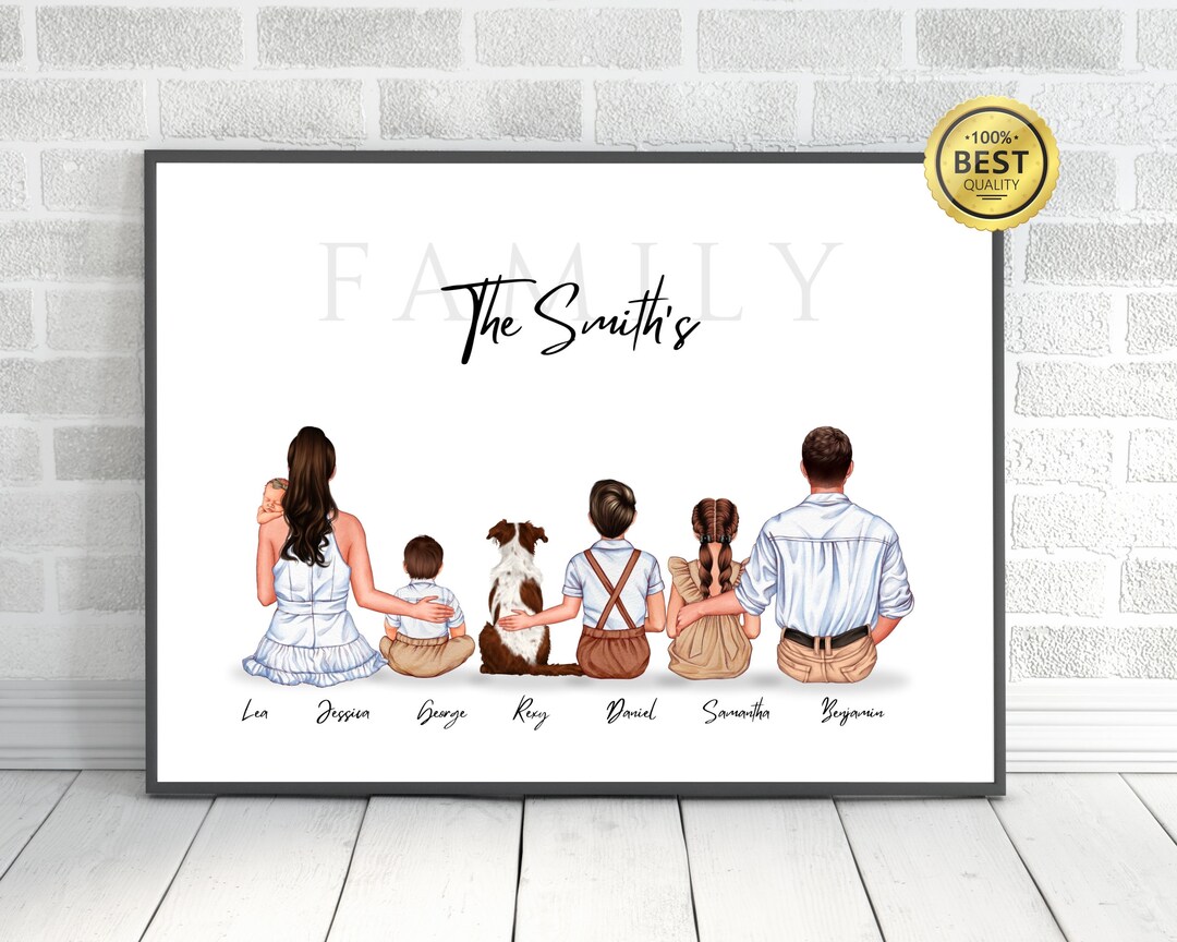 Custom Portrait Family Print, Personalized Gift for Family, Our Family ...