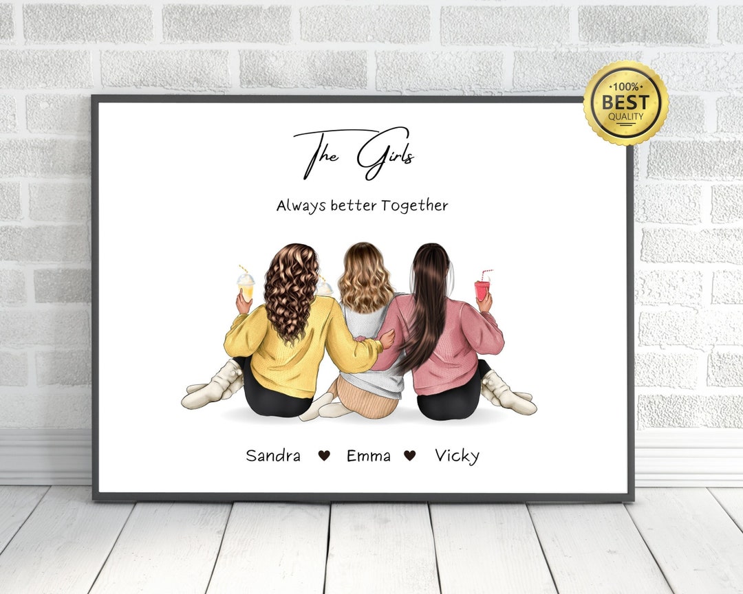 Friend Group Print, 3 Friends Picture, Best Friends Birthday Gifts ...
