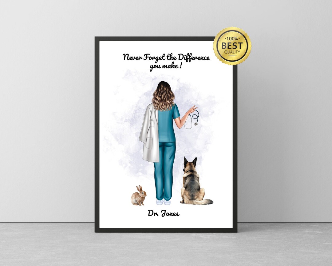 Personalised Vet Print, Vet Gift, Doctor Print, Customized Vet Portrait ...