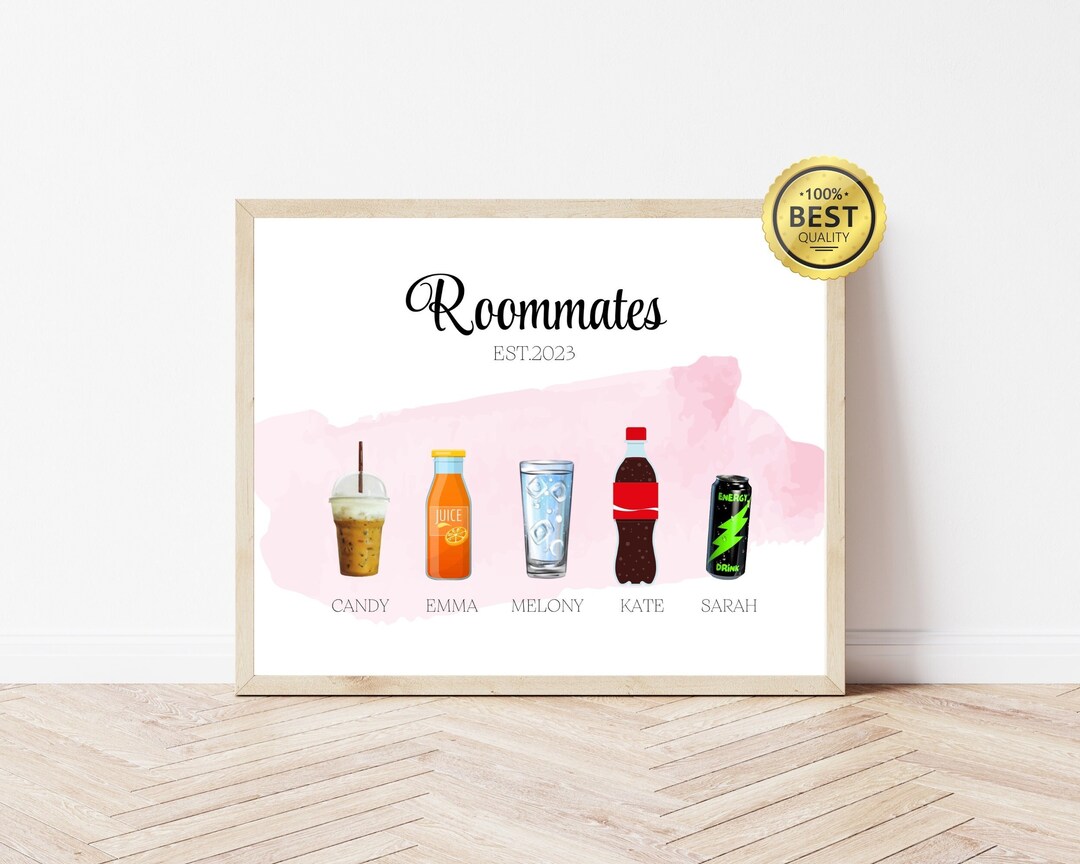 Personalized Roommates Drink Sign, Custom Drink Print, Roomies Dorm ...