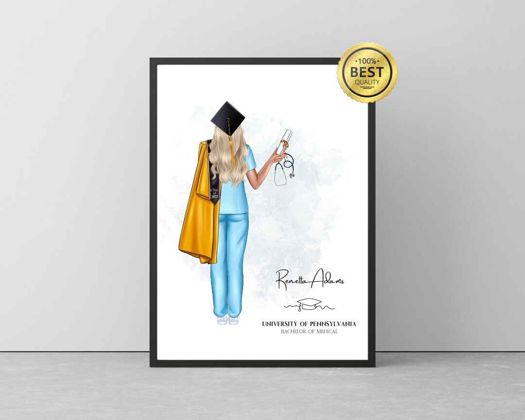 Personalized Nurse Graduation Print, Graduation Girl Print, Nurse ...