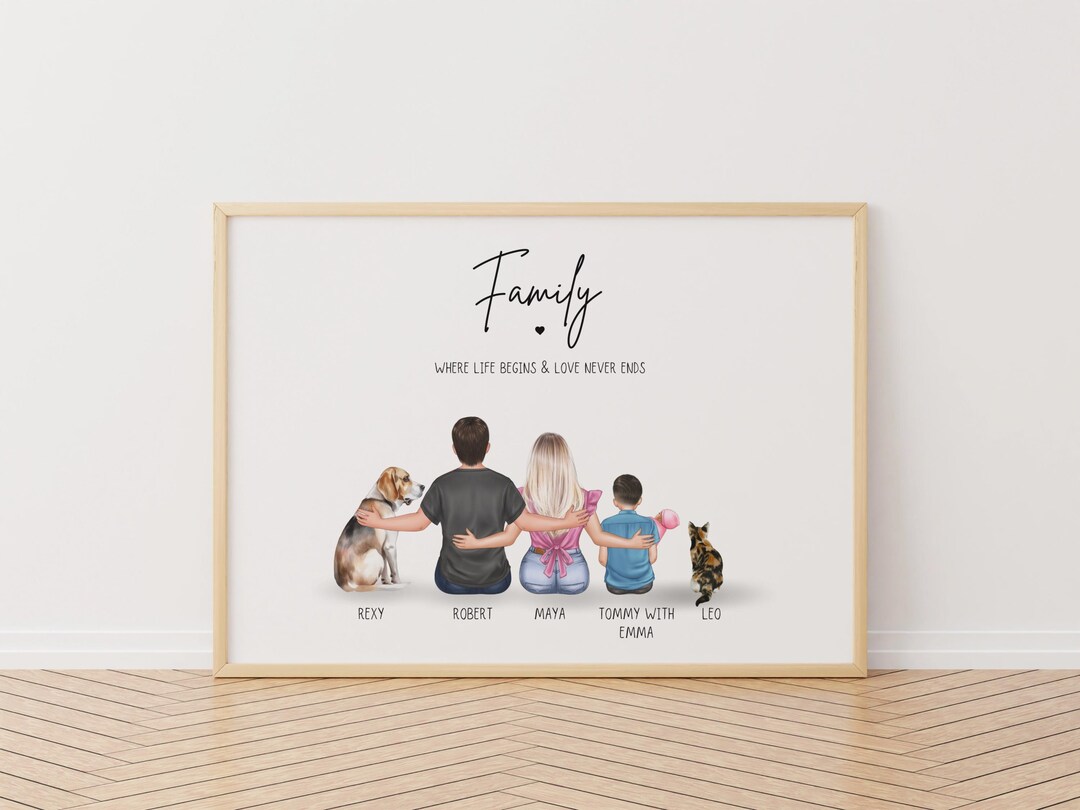 Personalized Family Portrait Print, Custom Illustration (digital File ...