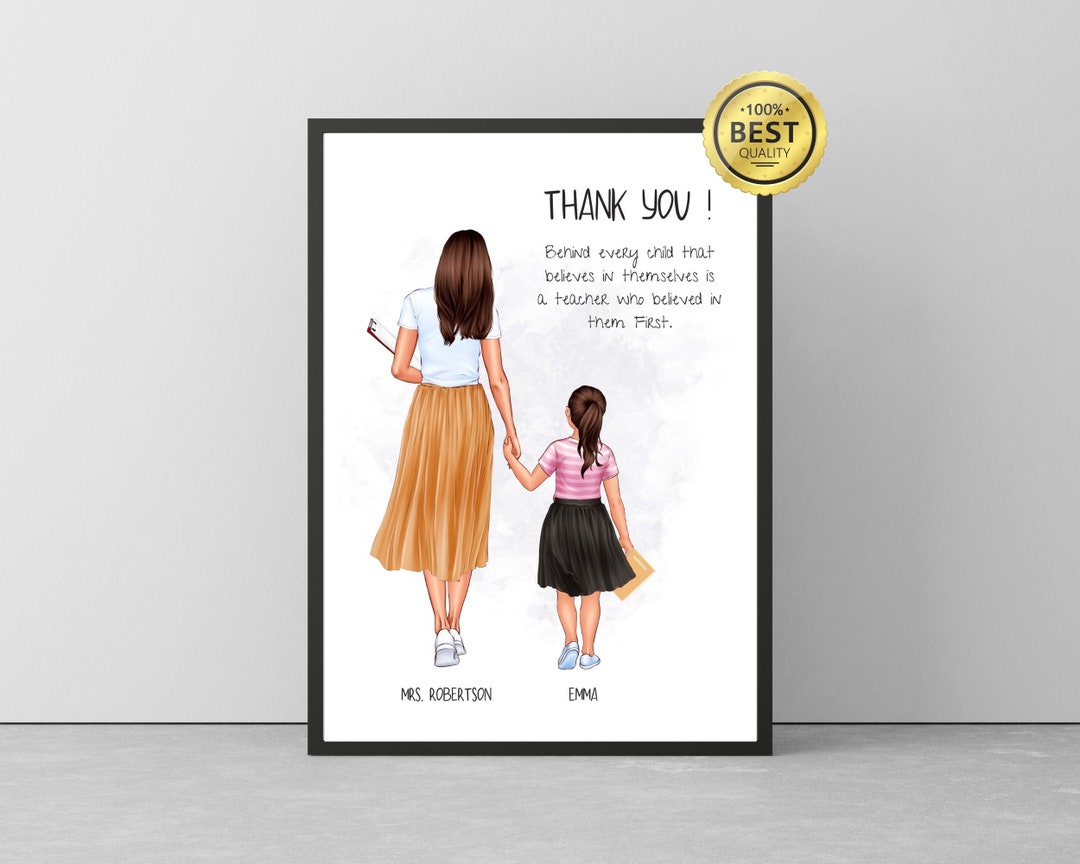 Personalised Teacher Gift,teacher and Student Portrait,teacher ...
