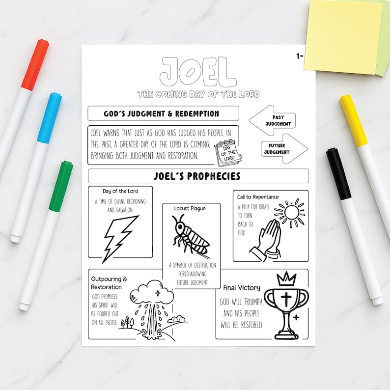 Coloring Bible Study Guide Printable Template, Black & White ...