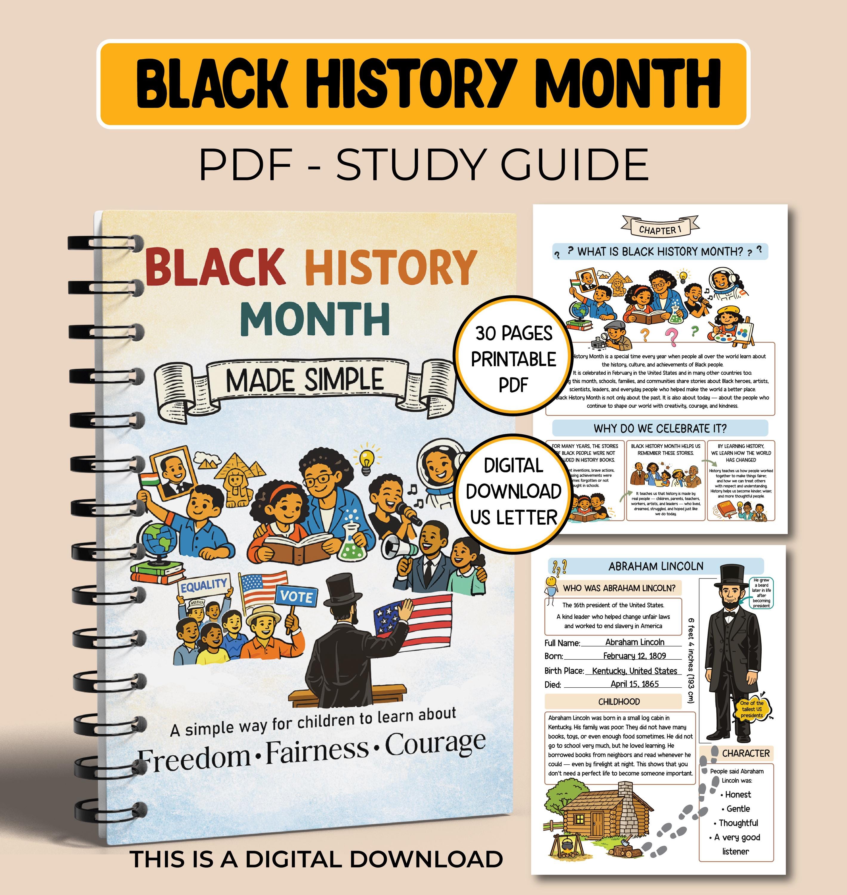 Black History Month Lessons for Kids, Printable Study Guide for ...