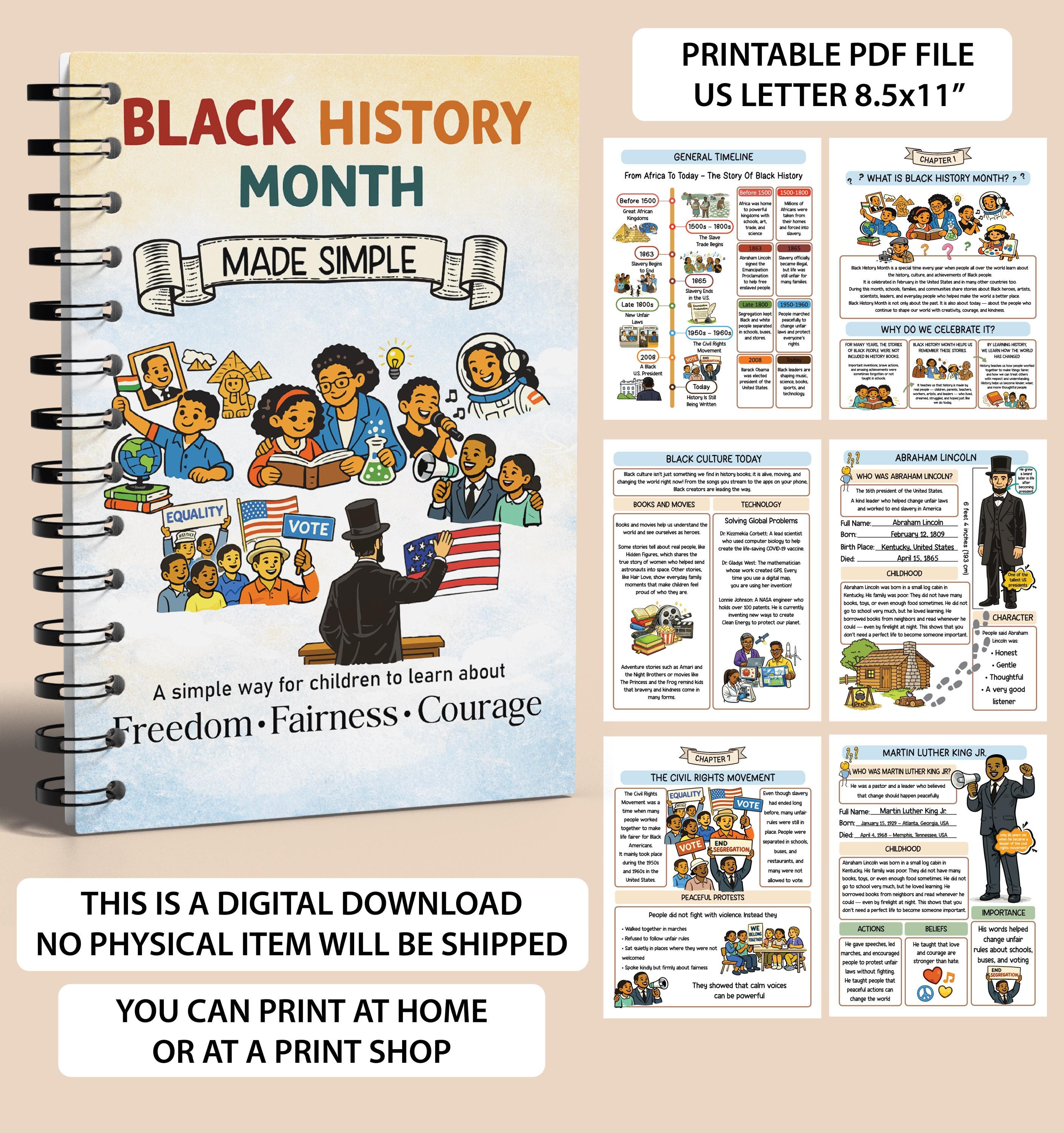 Black History Month Lessons for Kids, Printable Study Guide for ...