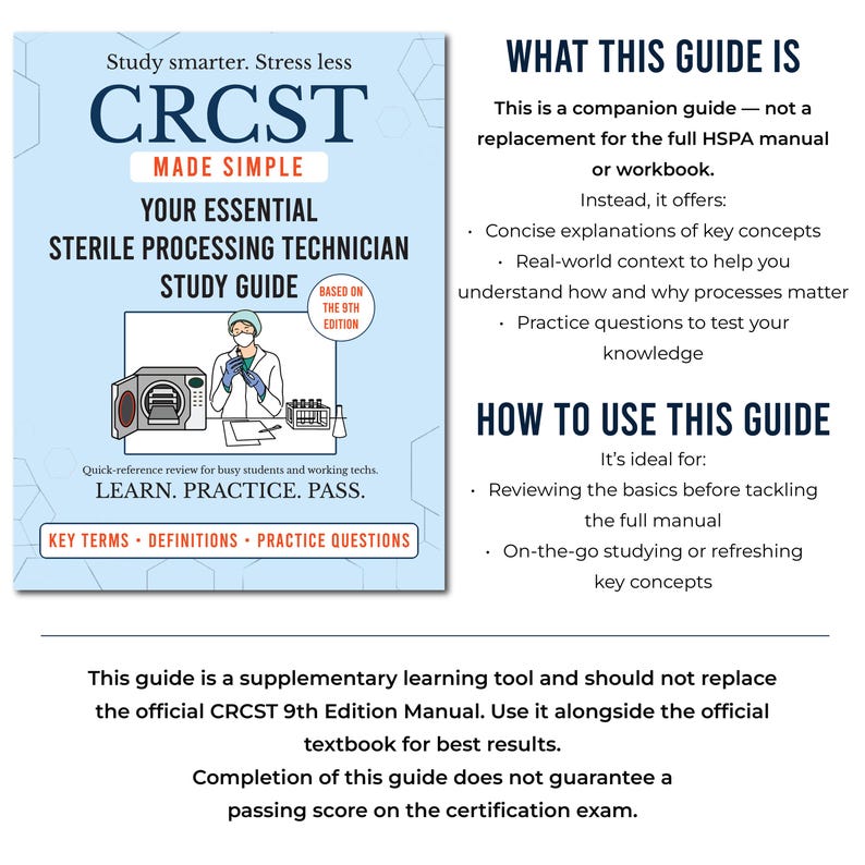 CRCST Study Guide 9th Edition Printable Sterile Processing Technician ...