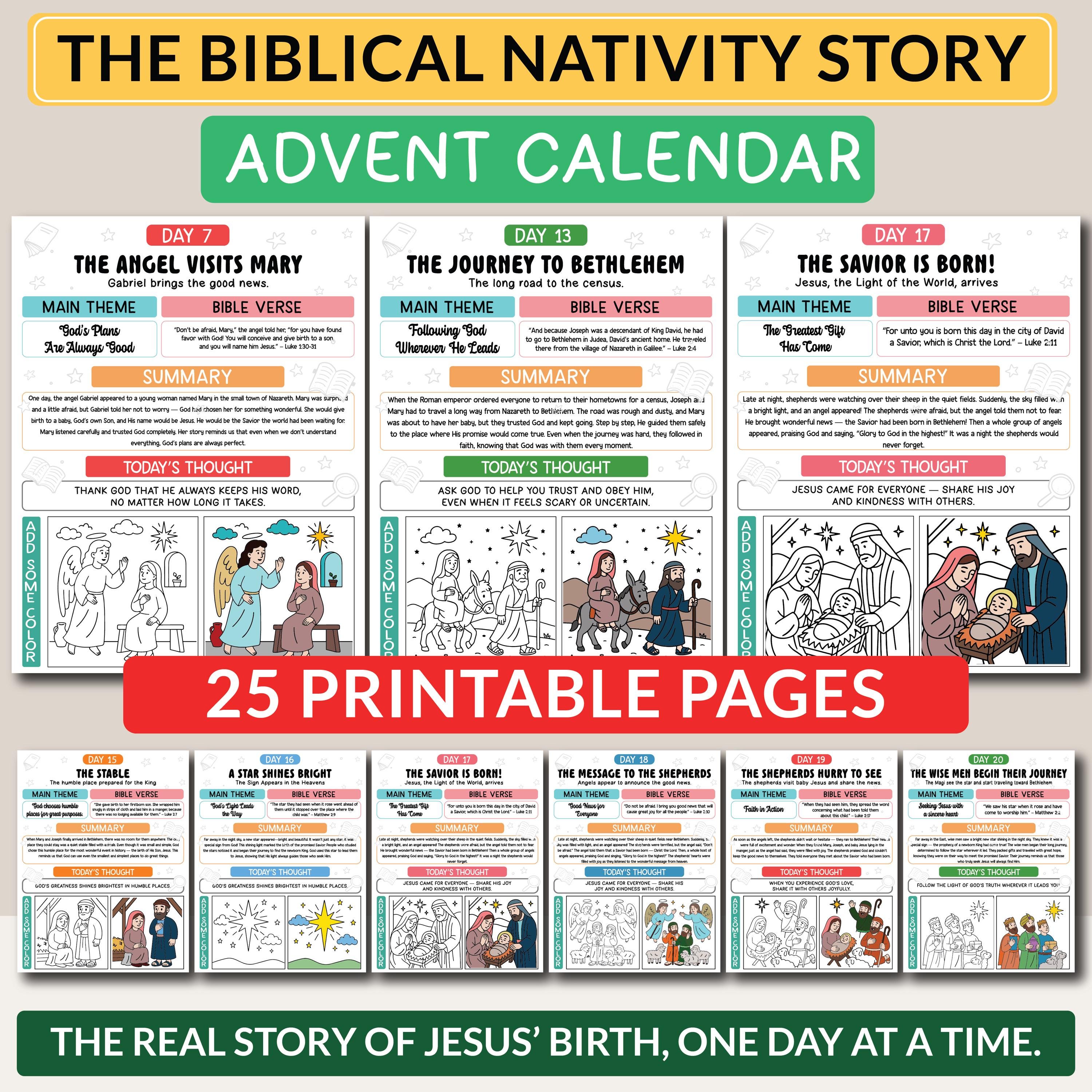 Printable Nativity Advent Calendar to Learn the Story of Jesus's Birth ...