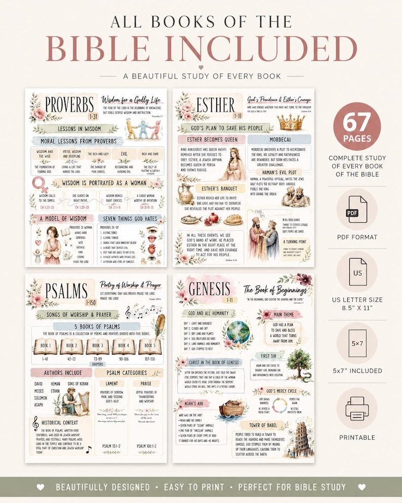 Printable Bible Study Guide: Scripture Workbook & Faith Journal PDF ...