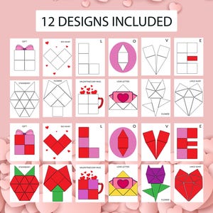 Magnetic Tiles Puzzle Printable Montessori Valentine's Day Activity for ...