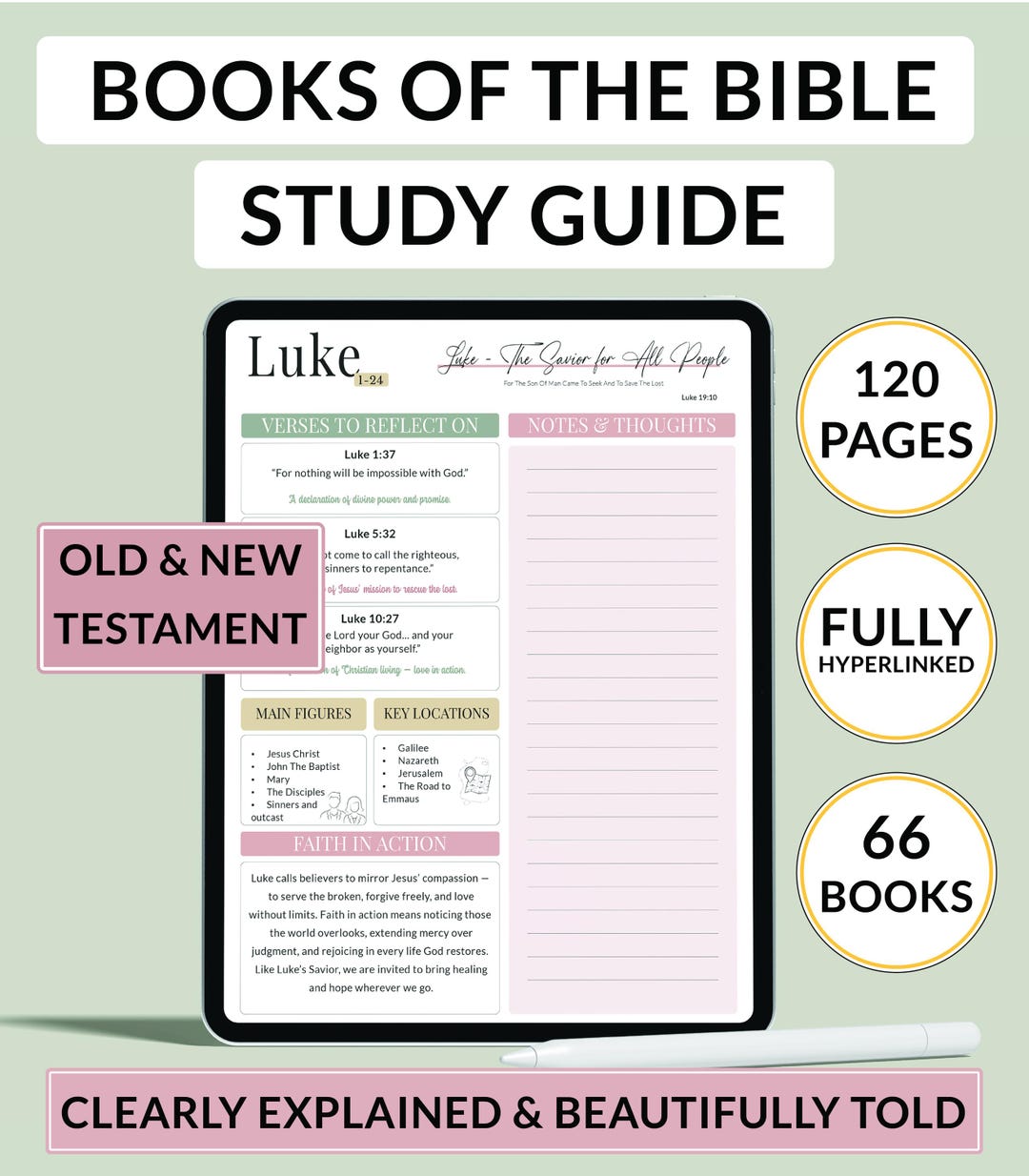Books of the Bible Summary for Goodnotes, Digital Bible Study Guide ...