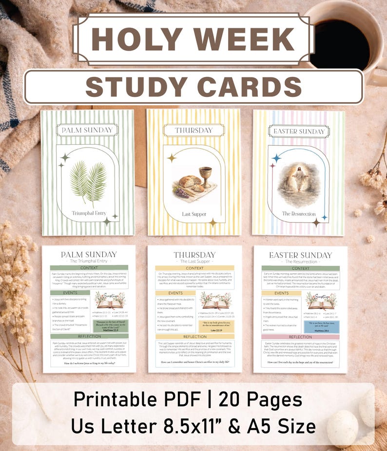 Easter Holy Week Study Cards Printable PDF Christian Digital Resources ...