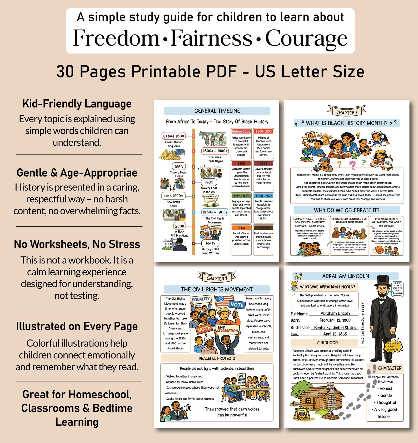 Black History Month Lessons for Kids, Printable Study Guide for ...