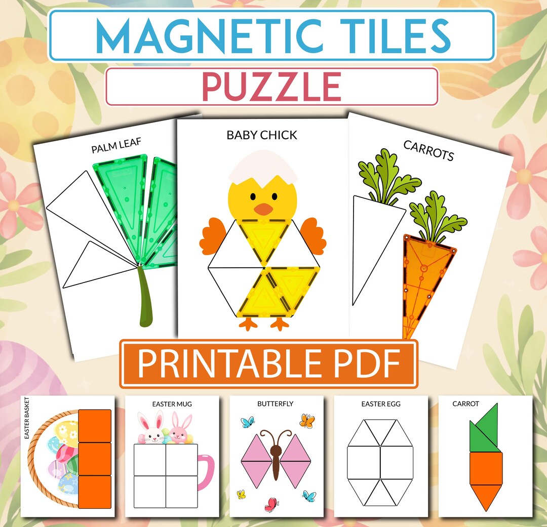 Easter Magnetic Tiles Puzzle Printable Montessori Easter Activity for ...