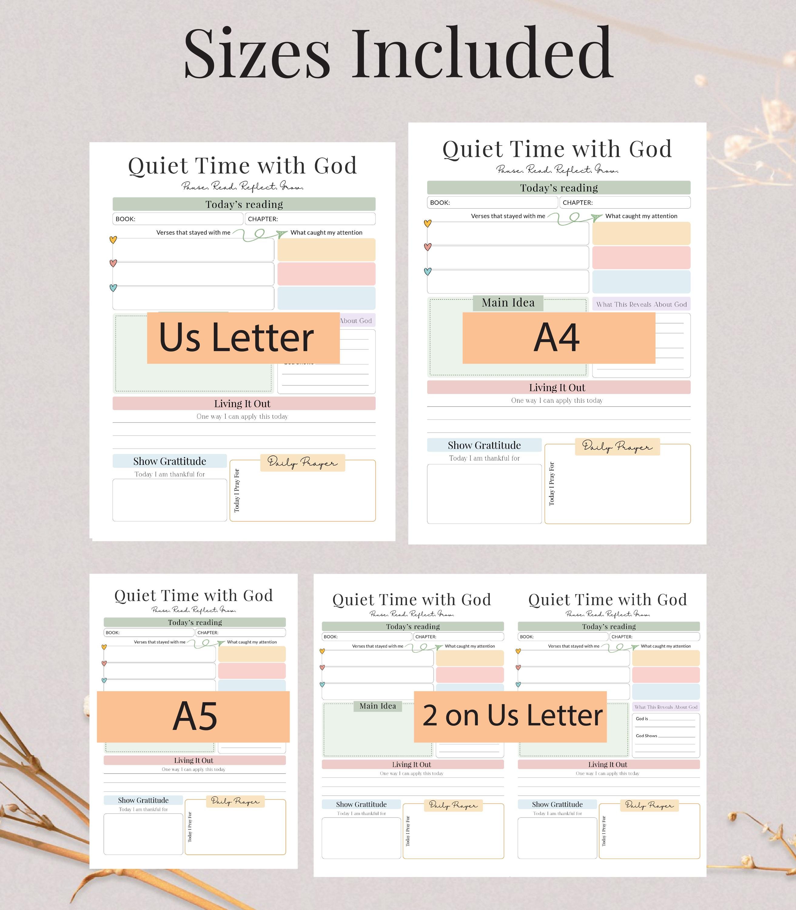 Bible Study Printable, Quiet Time With God Worksheet, Christian ...