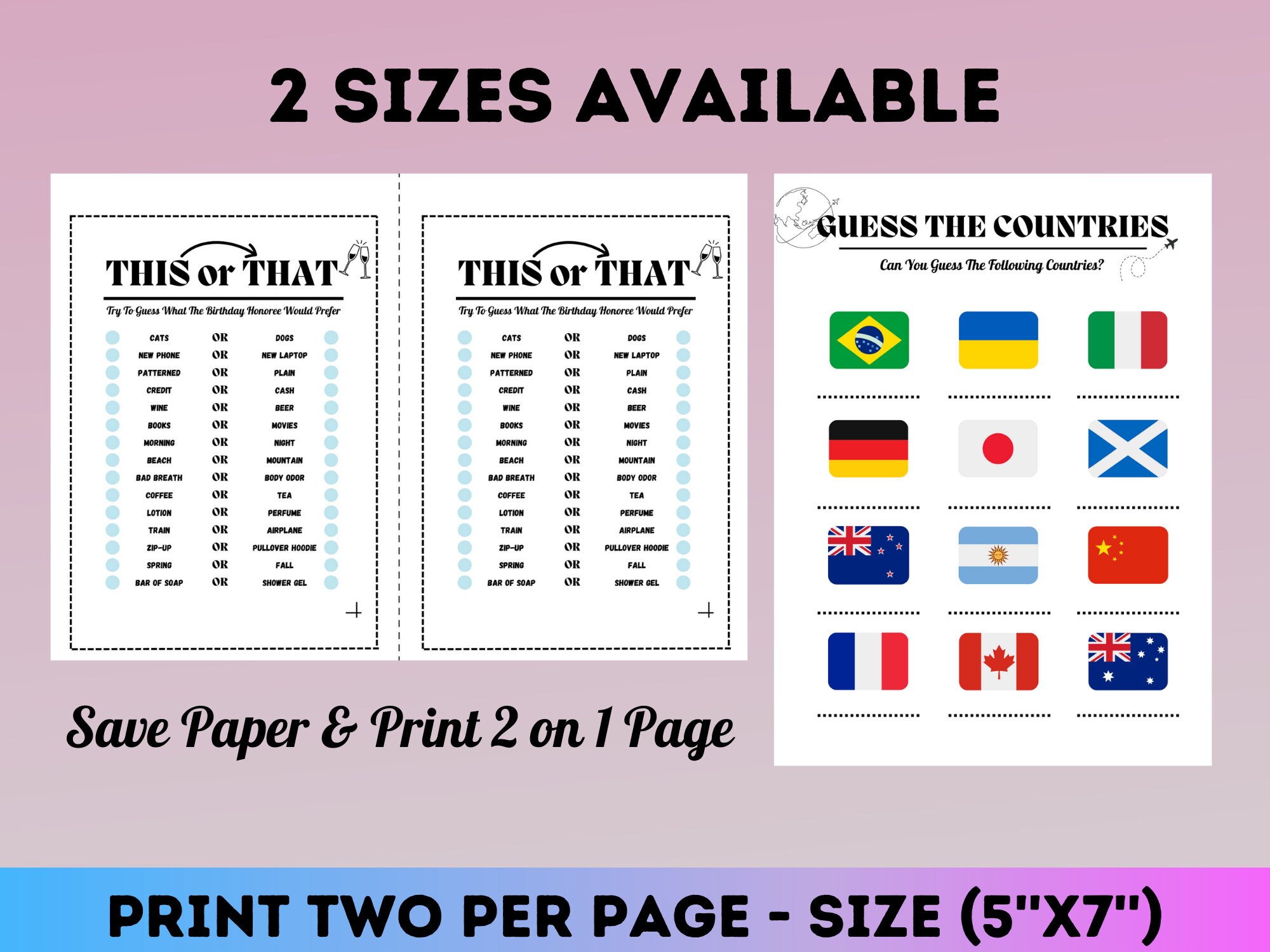 65th Birthday Party Games, Born in 1958 Birthday Games, Printable 16 ...