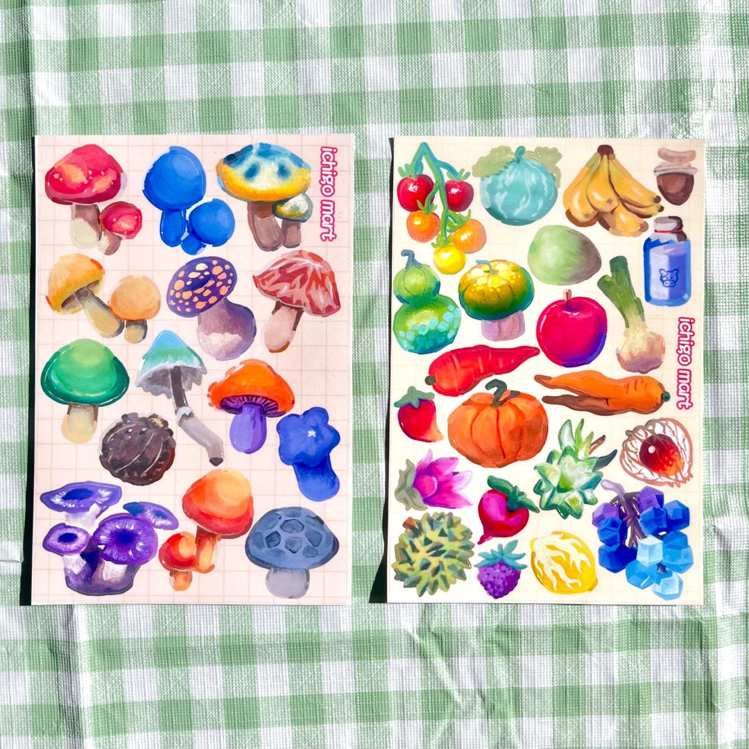 Zelda-inspired Sticker Sheets, Mushrooms or Crops From the Wild, 5” X 7 ...