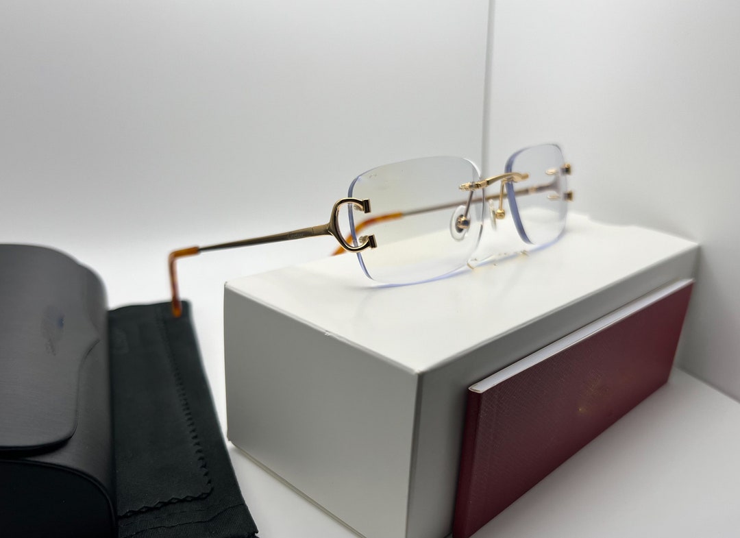 Signature Big C Wire Buffalo Horn Buffs Clear Gold Glasses - Etsy