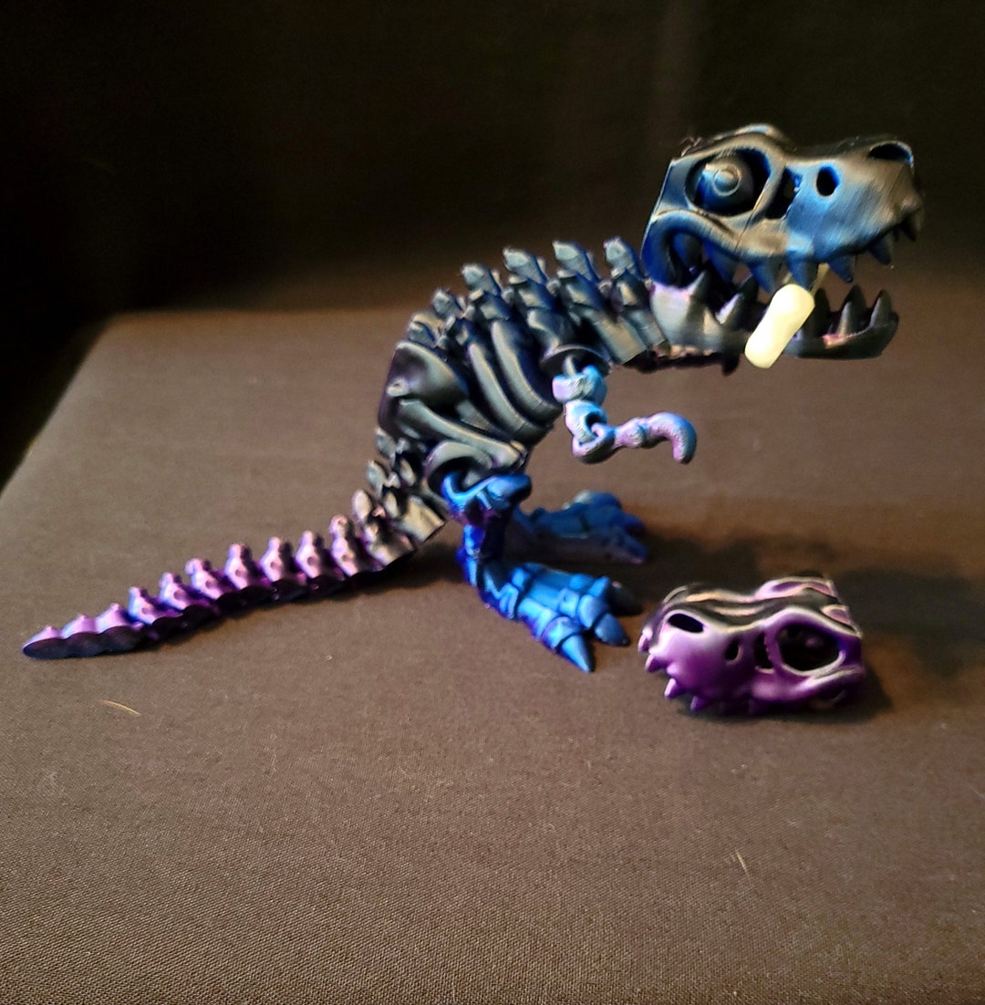 3D Printed T-rex Skeleton With Articulation and Two Heads - Etsy