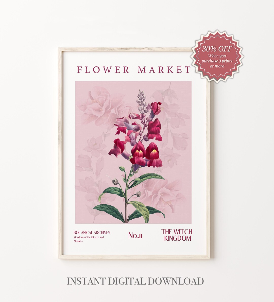 Witch Kingdom Flower Market Art Print: Bookish Botanical Decor (digital ...