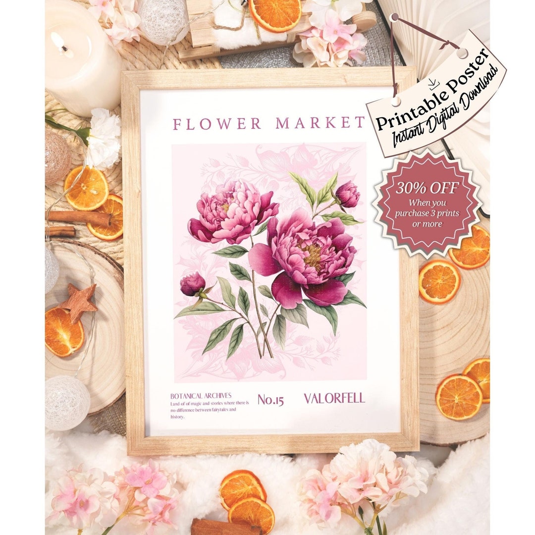Valorfell Flower Market Printable Digital Print Poster Subtle Bookish ...
