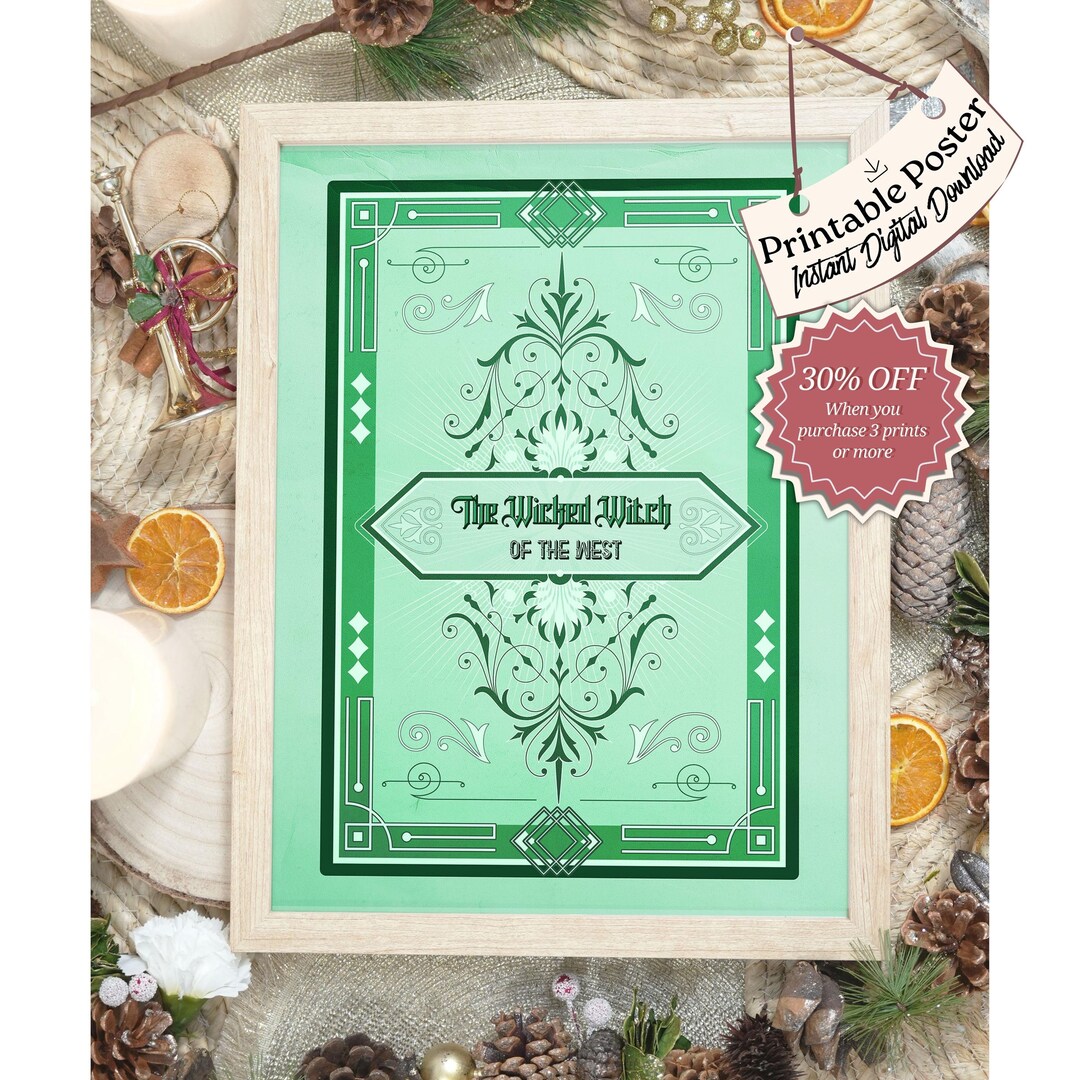 Wicked Witch of the West Printable Poster Grimoire-style Elphaba Print ...