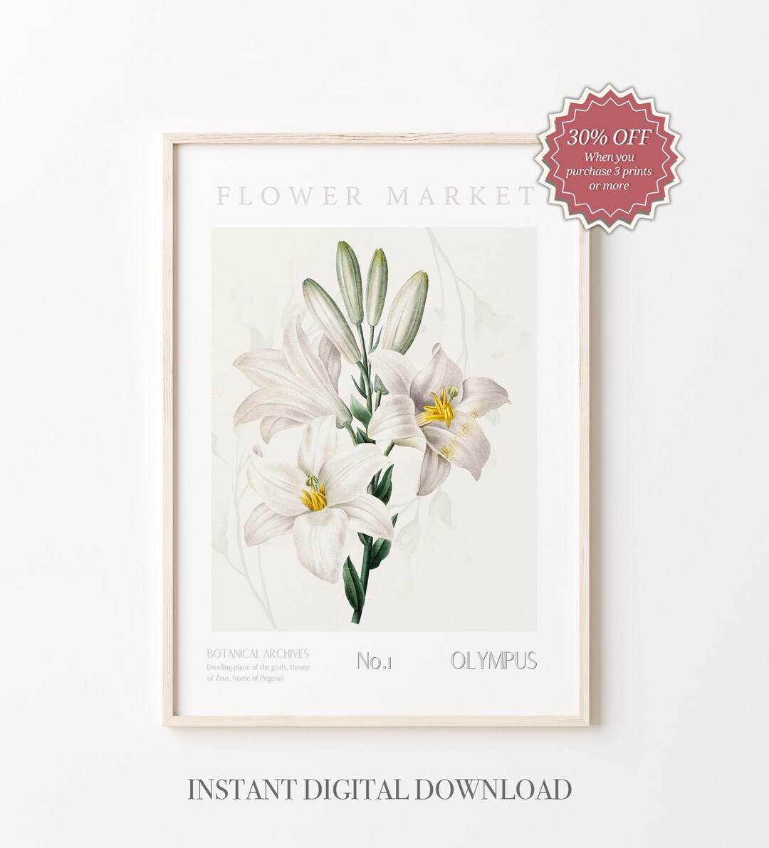 Mount Olympus Greek Mythology Flower Market Printable Digital Print ...