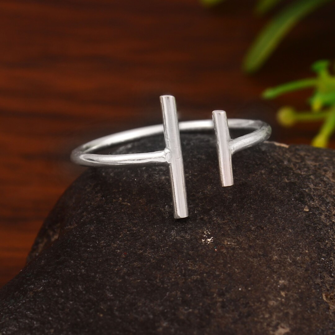 Double Bar Ring-sterling Silver Wire Ring-modern Minimalist Ring ...