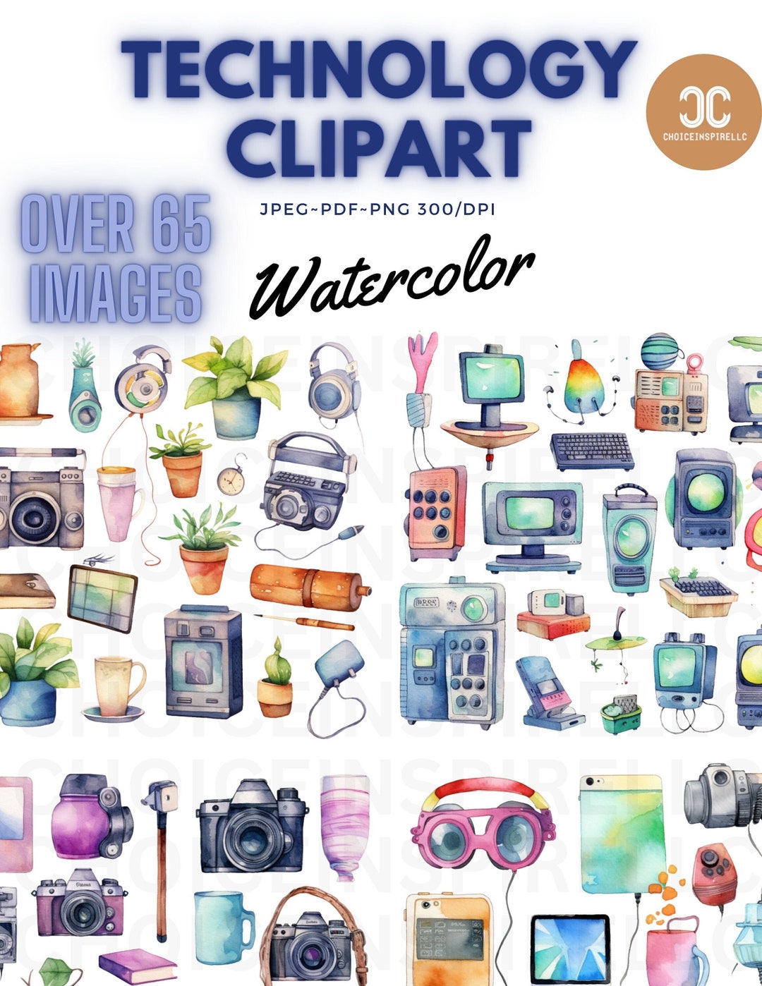 Watercolor Technology & More Clipart Png-summer Images Png Cell Phones ...
