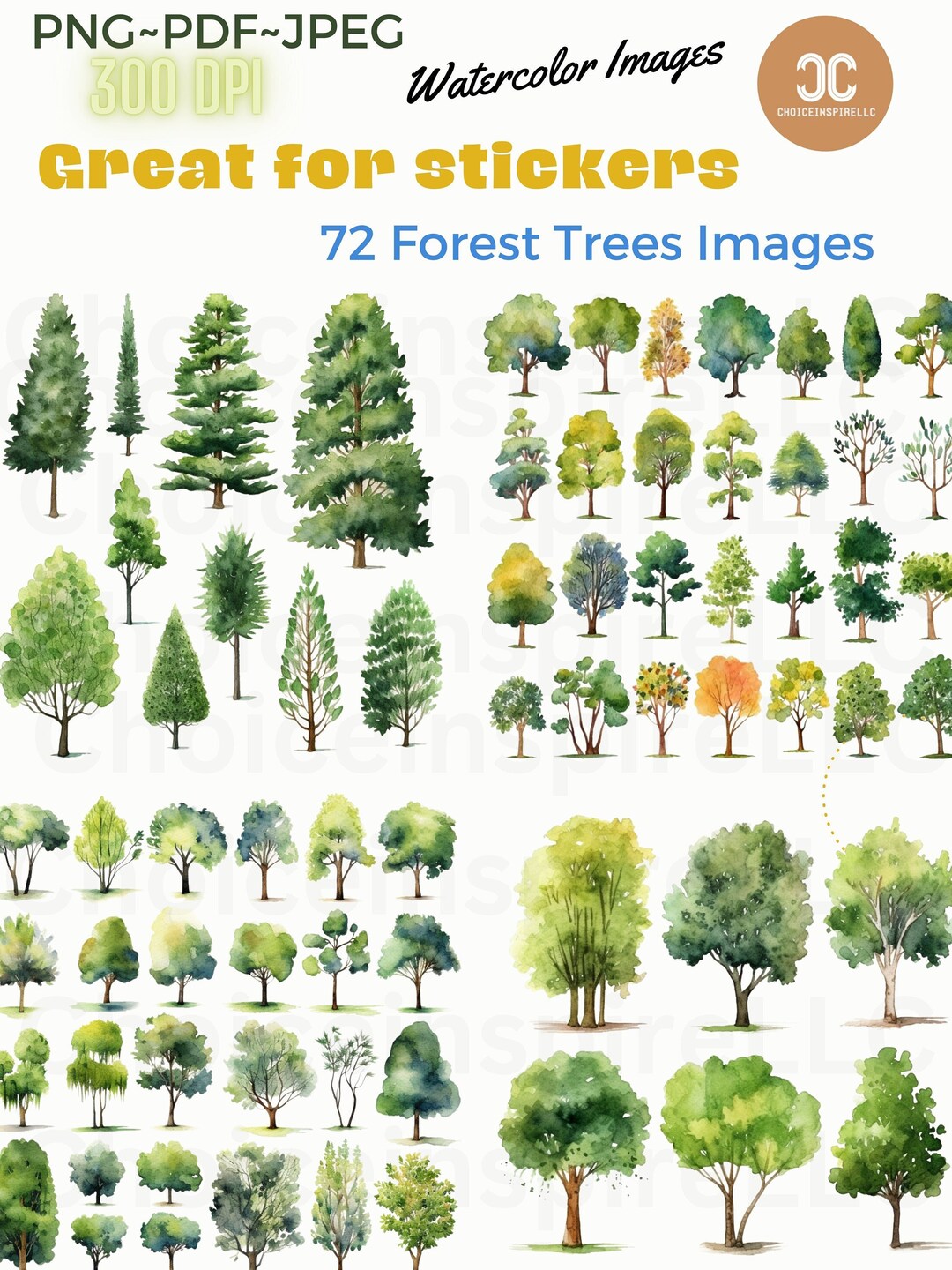 Watercolor Tree Clipart Watercolor Storybook Png Watercolor - Etsy