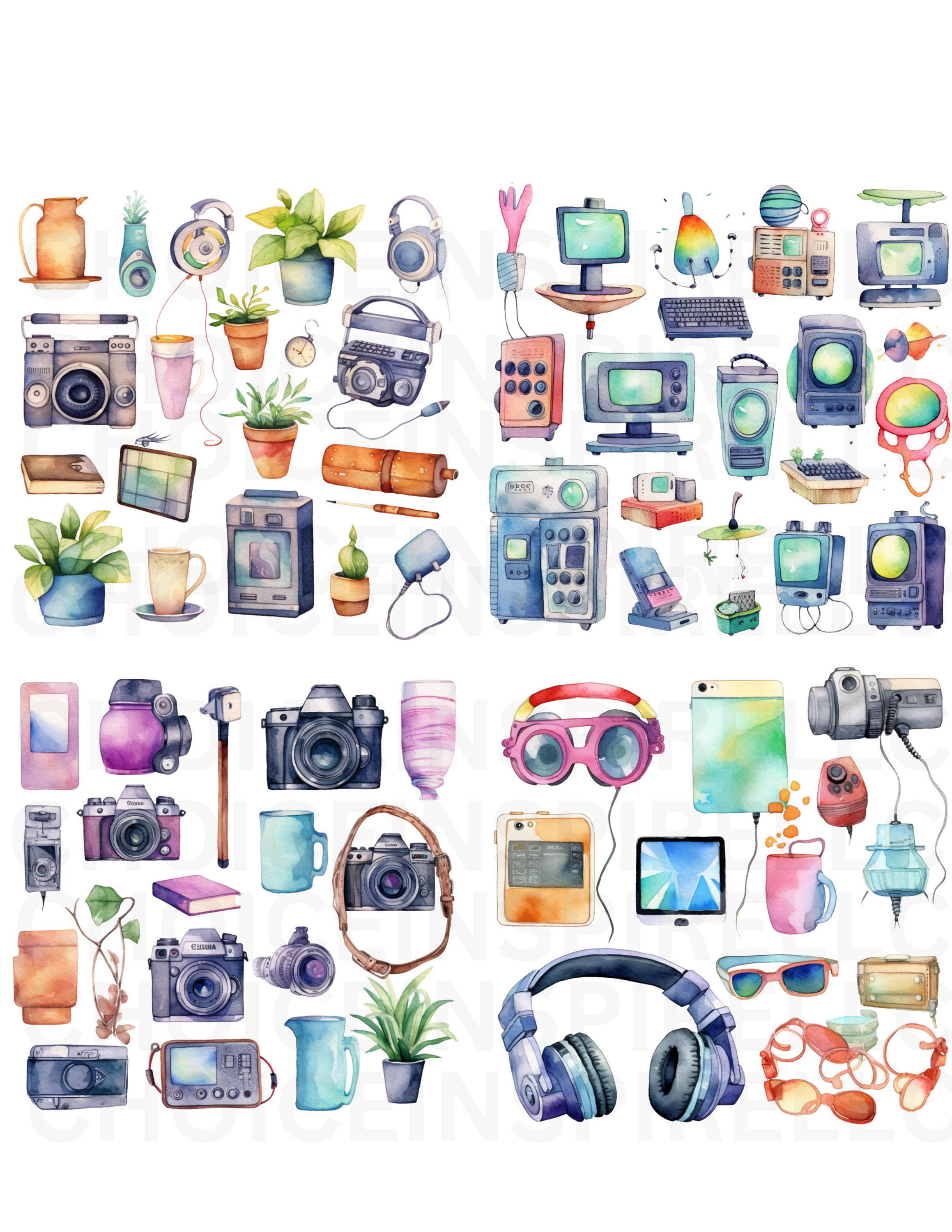 Watercolor Technology & More Clipart Png-summer Images Png Cell Phones ...